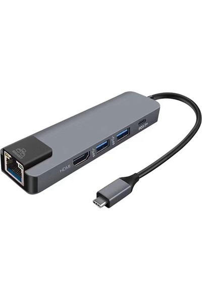Apera Tr-12 5 Port Macbook Uyumlu Hub Type-C To 4K Hdtv - RJ45 Gigabit Ethernet - 2AD Usb3.0 - Pd 20V3A Hızlı Şarj Apera Tr-12 5 Port Macbook Uyumlu Hub Type-C To 4K Hdtv - RJ45 Gigabit Ethernet - 2AD Usb3.0 - Pd 20V3A Hızlı Şarj