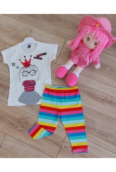 Renkli Kraliçe Model Kız Çocuk Taytlı Takım