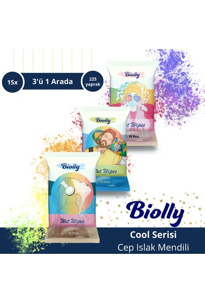 Biolly Cool Serisi Cep Islak Mendil 15X15 Yaprak Biolly Cool Serisi Cep Islak Mendil 15X15 Yaprak