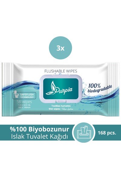 Purpia Flushable Islak Tuvalet Kağıdı Beyaz 3X56 Yaprak Purpia Flushable Islak Tuvalet Kağıdı Beyaz 3X56 Yaprak