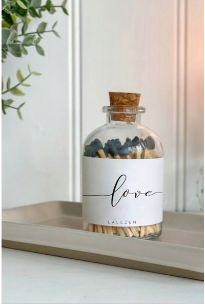 Şeffaf Cam Şişeli Kibrit (50 Adet Kibrit Çöpü) )