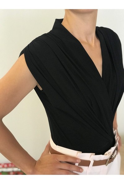 Tu Estilo Kruvaze Siyah Zıbın Gömlek