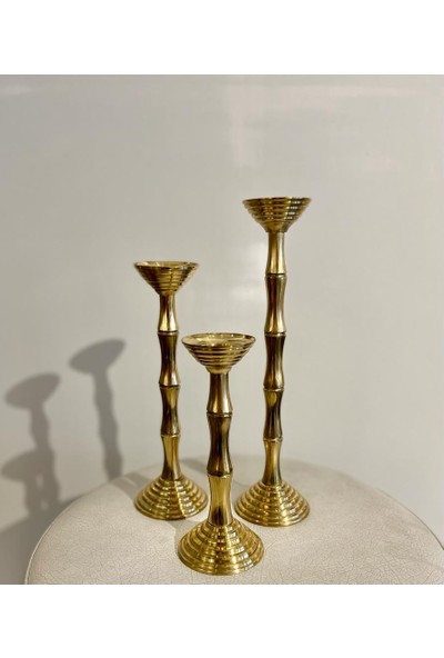 Bambu Üçlü Şamdan Takım