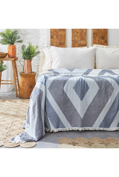 Yataş Bedding Çift Kişilik Felipa Müslin Pike Yatak Örtüsü Lacivert
