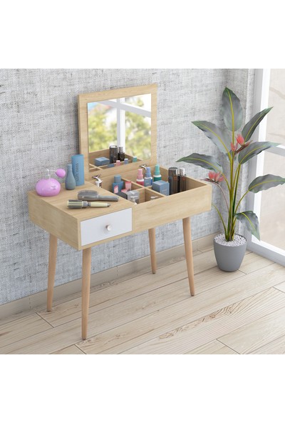Flora Design Flora Tual Makyaj Masası Aynalı / Organizer (Meşe) Flora Design Flora Tual Makyaj Masası Aynalı / Organizer (Meşe)