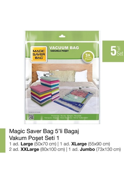 Magic Saver Bag 5’Li Vakumlu Poşet Set1 Magic Saver Bag 5’Li Vakumlu Poşet Set1