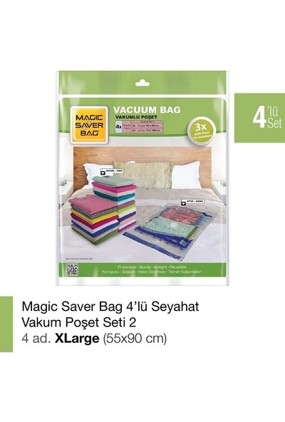 Magic Saver Bag 4’Lü Vakumlu Poşet Set 2 Magic Saver Bag 4’Lü Vakumlu Poşet Set 2