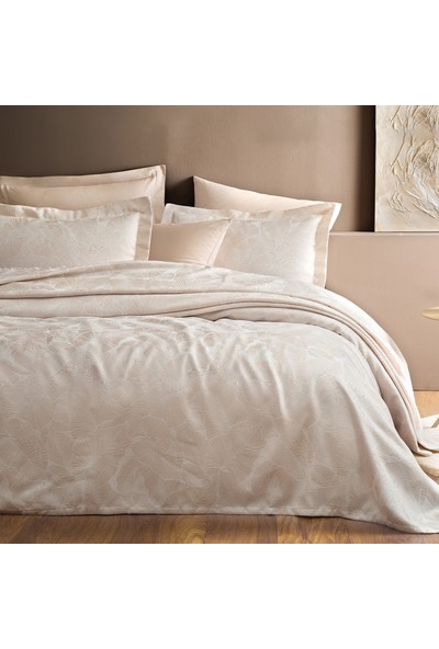 Yataş Bedding Çift Kişilik Leaf Yatak Örtüsü Seti Bej Yataş Bedding Çift Kişilik Leaf Yatak Örtüsü Seti Bej