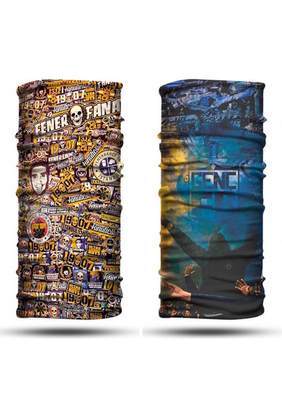 Dair Aksesuar 2'li Set Fenerbahçe Taraftar Desenli Motosiklet Buff Boyunluk Bandana