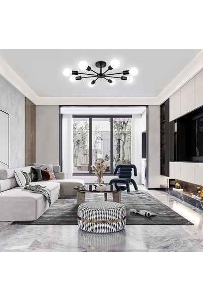 Biotronik Yıldız Dekoratif Modern Tasarım Siyah 8 Li Avize (Ampulsüz)