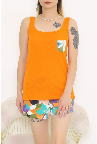 Modaymış Şortlu Takım Turuncudesenli - 8633.729.