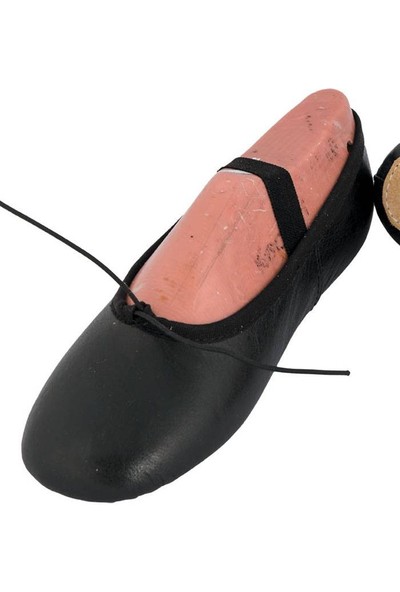 Rhytmine A06 Beyaz Çift Taban Deri Bale Patiği Lastikli