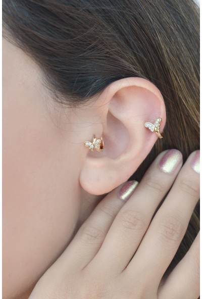 Sacce Scarves&Accessories Kelebek Halka Piercing Tragus Helix Kıkırdak Küpesi Sacce Scarves&Accessories Kelebek Halka Piercing Tragus Helix Kıkırdak Küpesi