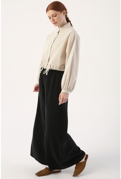 ALLDAY Beli Lastikli Bol Paça Doğal Kumaş Pantolon