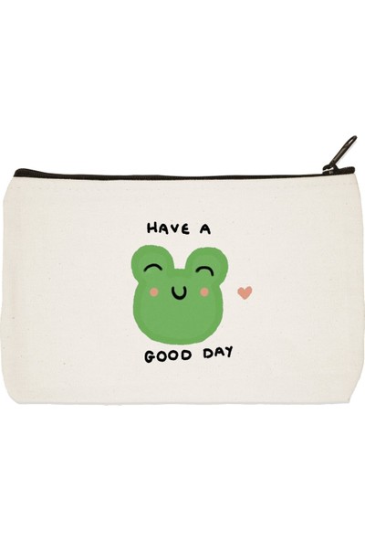 Day Store Clutch Have A Good Day Frogs Baskılı Bez Makyaj Çantası