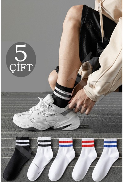 Bgk Unisex Renkli Tenis Çorap 5'li