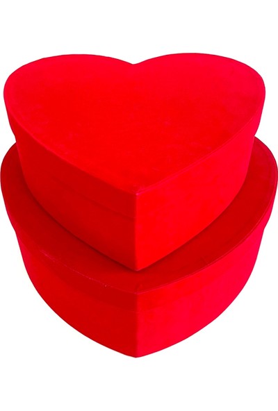 Nisa Floral Kadife Kalp Model Kutu 2'li Takım