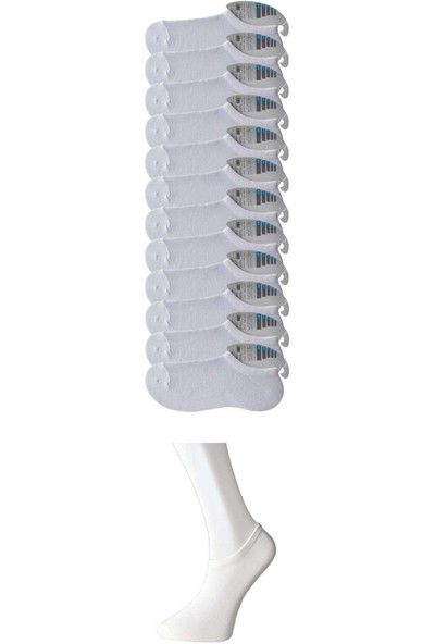 Royaleks Beyaz Erkek Görünmez Çorap 12 Çift