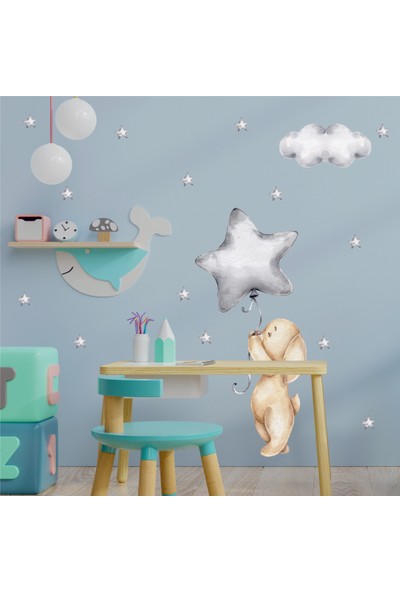 Odak Reklam Balonlu Tavşan Çocuk Odası Duvar Sticker Odak Reklam Balonlu Tavşan Çocuk Odası Duvar Sticker