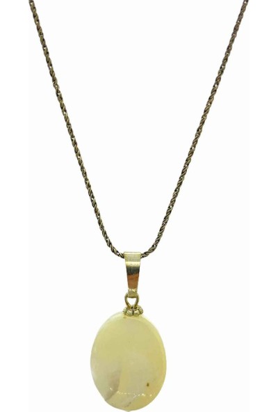 Asur Gümüş Doğal Sedef Taşlı Oval Bayan Kolye Asur Gümüş Doğal Sedef Taşlı Oval Bayan Kolye