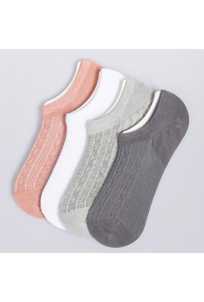 Bolero 4'lü Kadın Kabartma Desenli Görünmez Yazlık Kısa Çorap