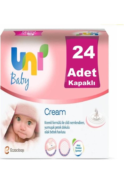Uni Baby Cream Pişik için Kremli Islak Mendil - 24 lü Fırsat Paket Uni Baby Cream Pişik için Kremli Islak Mendil - 24 lü Fırsat Paket
