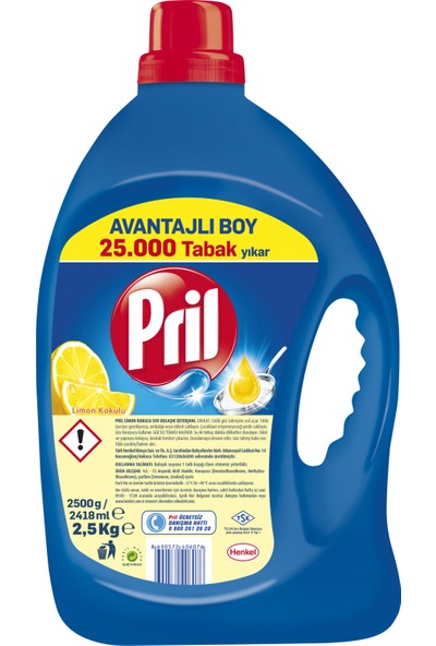 Pril Sıvı Elde Bulaşık Yıkama Deterjanı Lmon 2,5 kg Pril Sıvı Elde Bulaşık Yıkama Deterjanı Lmon 2,5 kg