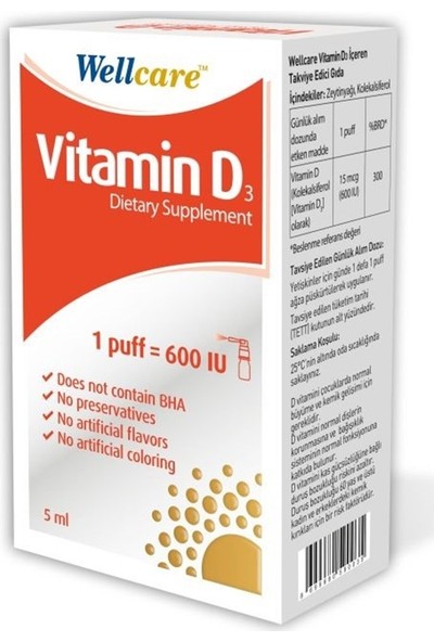 Wellcare Vitamin D3 600 IU 5ML