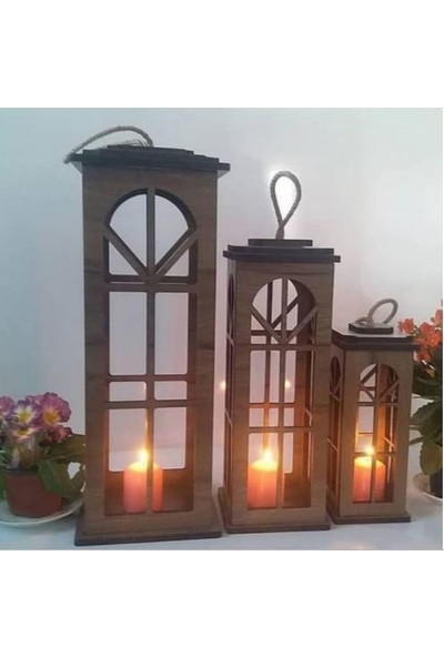 Veronya 3lü Ahşap Fener Takımı Veronya 3lü Ahşap Fener Takımı