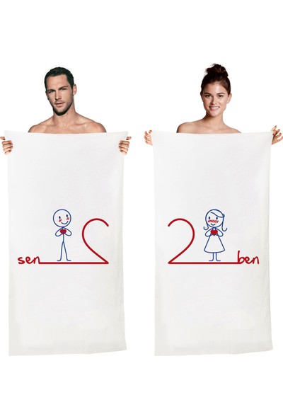 Hediye Mucidi Sen ve Ben Ask Sevgili Plaj ve Havuz Havlusu