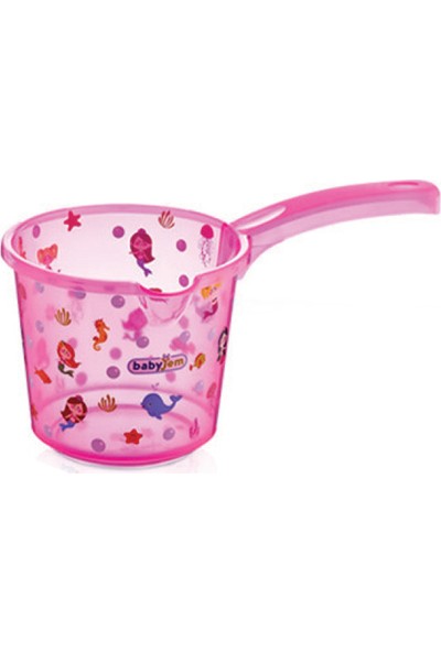 Babyjem Bebek Banyo Maşrapası Şeffaf Desenli Pembe