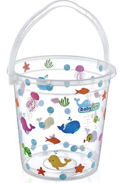 Babyjem Bebek Banyo Kovası Şeffaf Beyaz Desenli