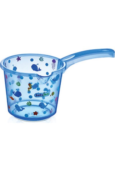 Babyjem Bebek Banyo Maşrapası Şeffaf Desenli Mavi
