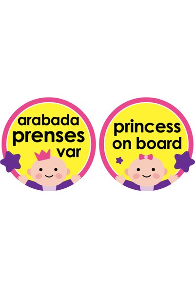 Babyjem Araba Cam Yazısı Arabada Prenses Var Pembe
