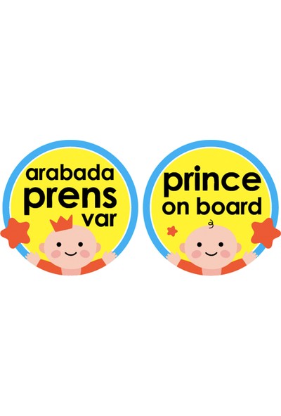 Babyjem Araba Cam Yazısı Arabada Prens Var Mavi