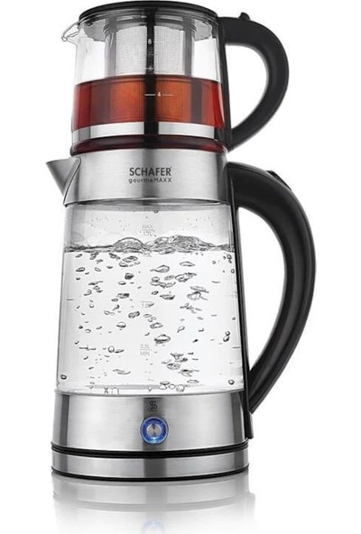 Schafer Gourmemaxx Cam Çay Makinesi Kettle 4 Parça Şeffaf