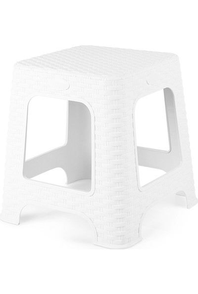 Tuffex Rattan Küçük Tabure - Beyaz Tuffex Rattan Küçük Tabure - Beyaz