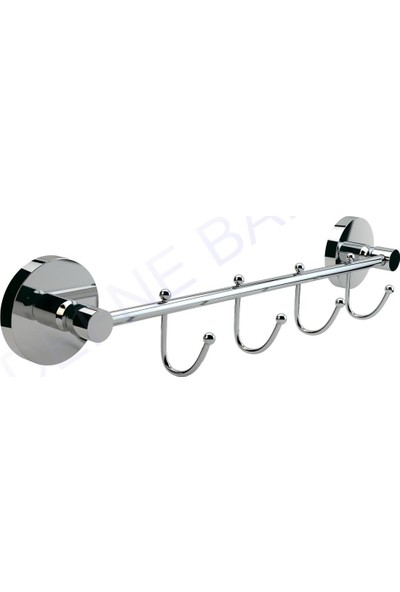 Defne Banyo Gül 4'Lü Kancalı Askılık-Bornozluk Pirinç Taban