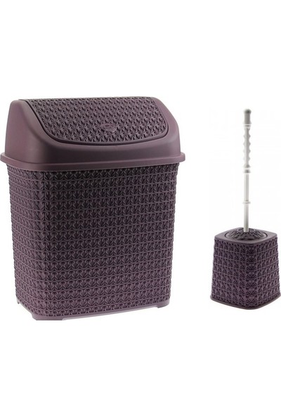 Redro Home 2'Li Set 10 Lt Çöp Kovası Ve Klozet Fırçası Bir Arada Mürdüm Renk Redro Home 2'Li Set 10 Lt Çöp Kovası Ve Klozet Fırçası Bir Arada Mürdüm Renk