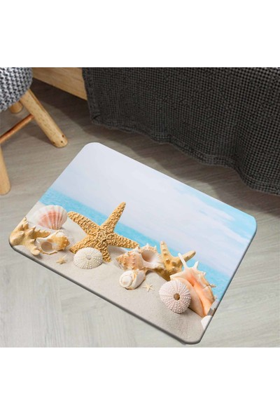 Else Halı Deniz Kabukları Sahil Dekoratif Ev İçi Kapı Önü Paspası