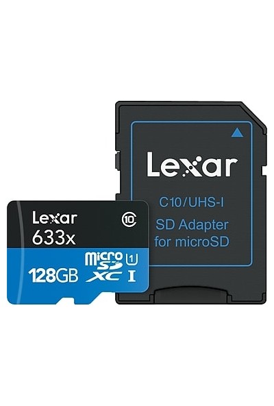 Lexar 128 GB 633x 4K Micro SD Hafıza Kartı + Adaptör (95 Mb/s) Lexar 128 GB 633x 4K Micro SD Hafıza Kartı + Adaptör (95 Mb/s)