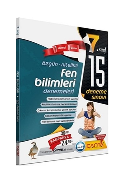 7. Sınıf Fen Bilimleri 15 Deneme Sınavı