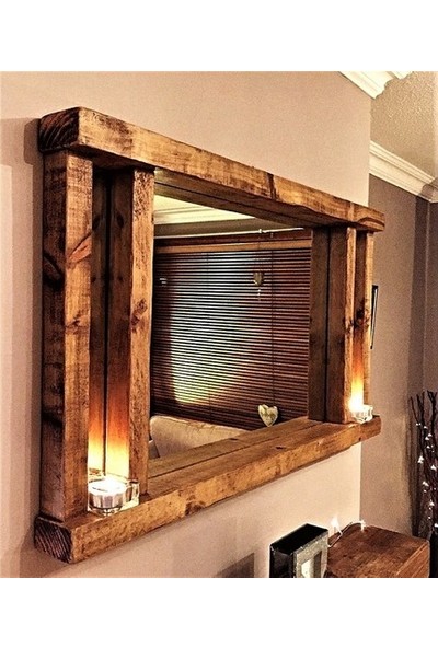 Ağaç Atölyesi - Ceviz Rengi Ahşap Ayna 75 cm (Aynasız)