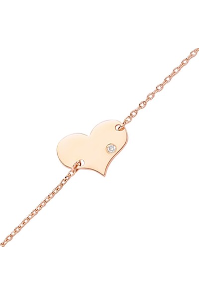 Lilarote Rose Pırlantalı Kalp Bileklik