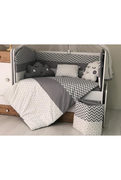 Mini Baby Desenli Gri Bebek Uyku Seti 11 Parça Mini Baby Desenli Gri Bebek Uyku Seti 11 Parça