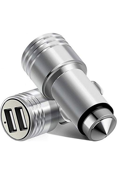 Araç Çakmaklık Telefon Şarjı 2Port Usb Metal 5V 3.1A Şarj Cihazı
