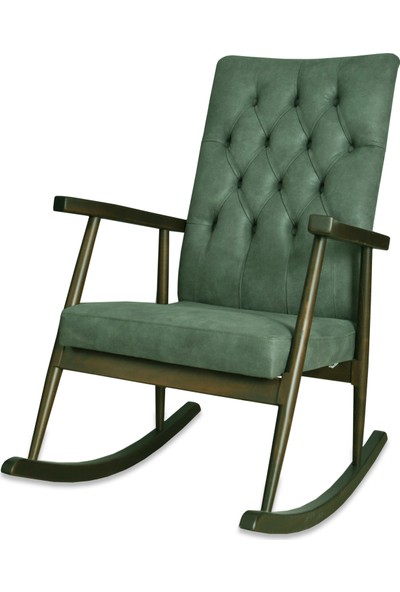 Asedia Teksas Ceviz-Kapitoneli Yeşil Sallanan Sandalye