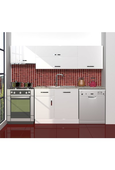 Decoraktiv Hazır Mutfak Dolabı Elite 220 cm Parlak Beyaz -Tezgah Dahil Decoraktiv Hazır Mutfak Dolabı Elite 220 cm Parlak Beyaz -Tezgah Dahil