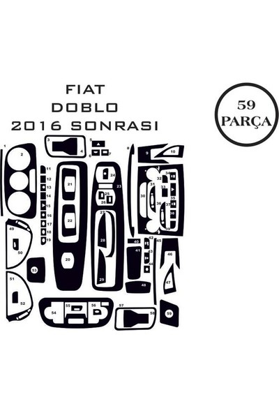 Carat Konsol Maun Kaplama Fiat Doblo 15- 59 Parça Carat Konsol Maun Kaplama Fiat Doblo 15- 59 Parça
