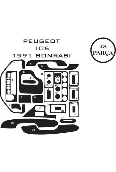 Carat Konsol Maun Kaplama Peugeot 106 91-03 28 Parça Carat Konsol Maun Kaplama Peugeot 106 91-03 28 Parça